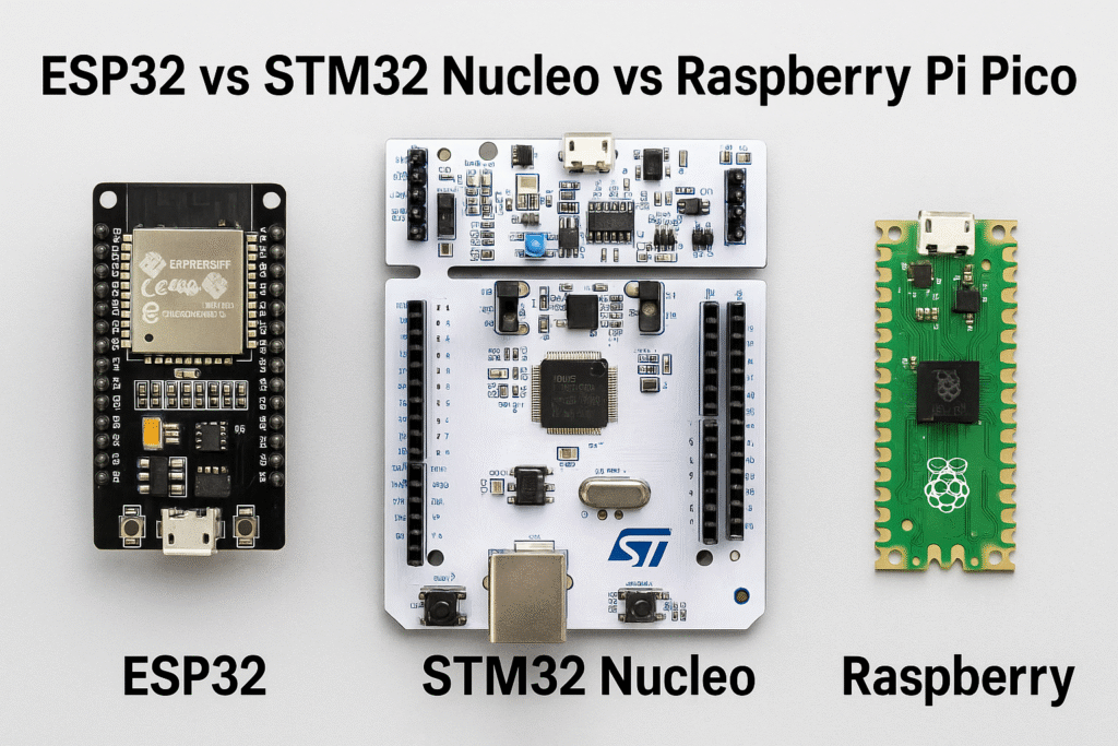 Comparativa: ESP32 vs STM32 vs Raspberry Pi Pico (¿Cuál Elegir?) - Kenso Circuits